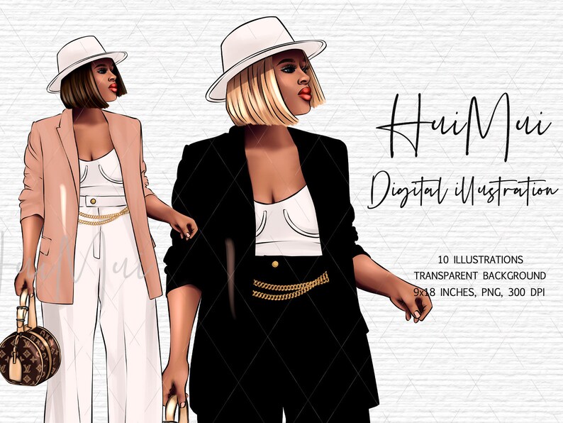 African American Woman Fashion Girl Clipart Afro Woman - Etsy