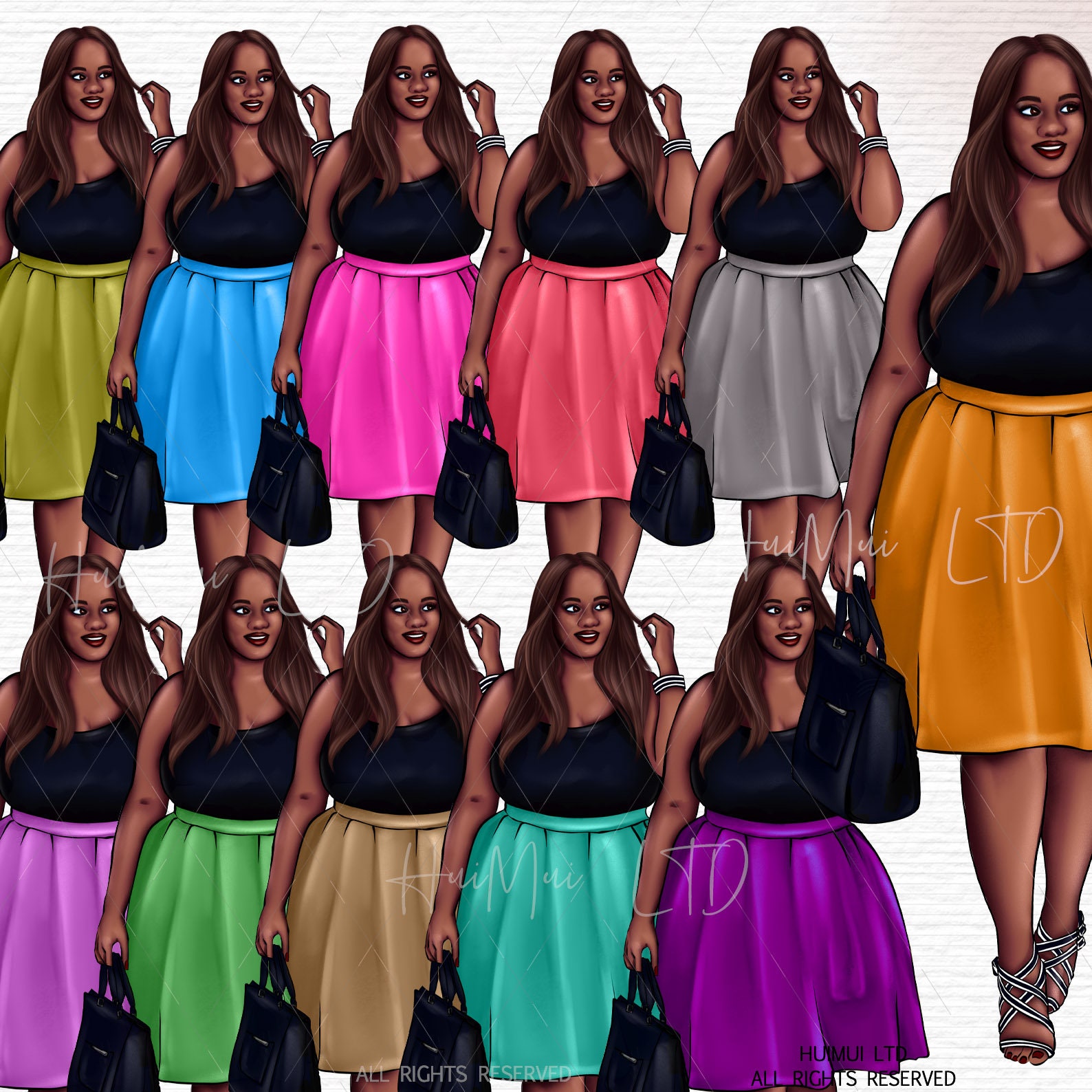 Curvy Clipart Fashion Clipart Plus Size Clipart African - Etsy Canada