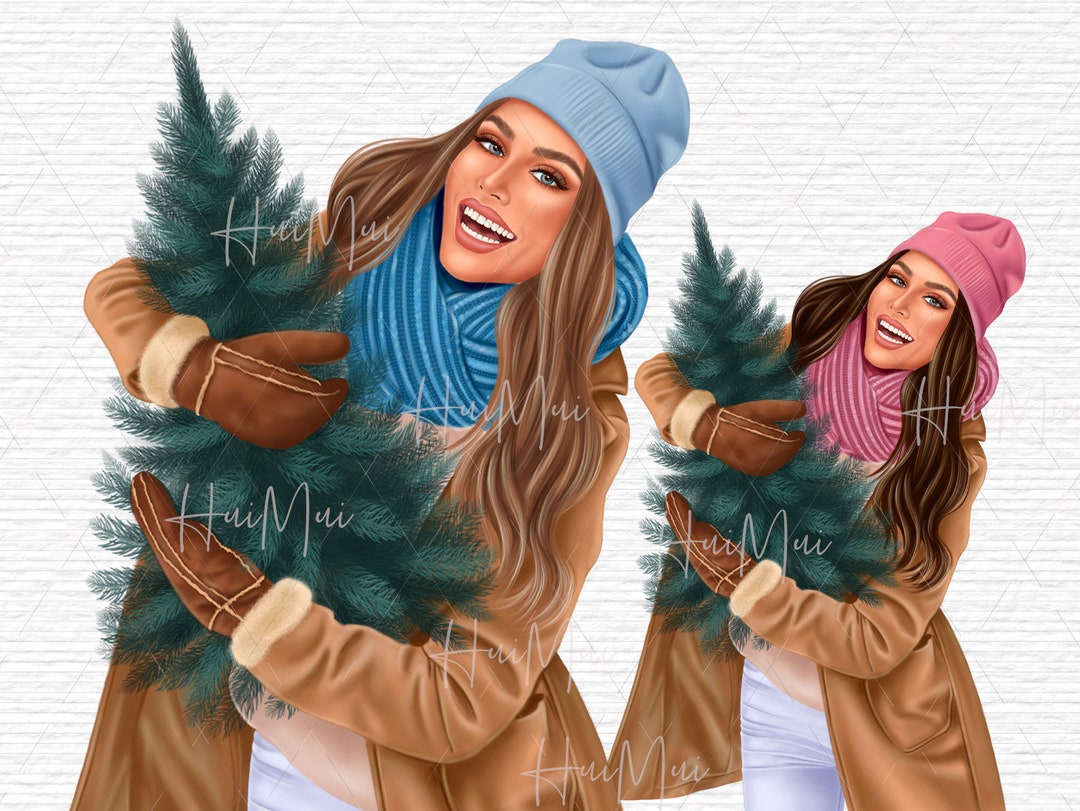 Winter Clipart, Watercolor Illustration, Cute Christmas Girl, Snow ...