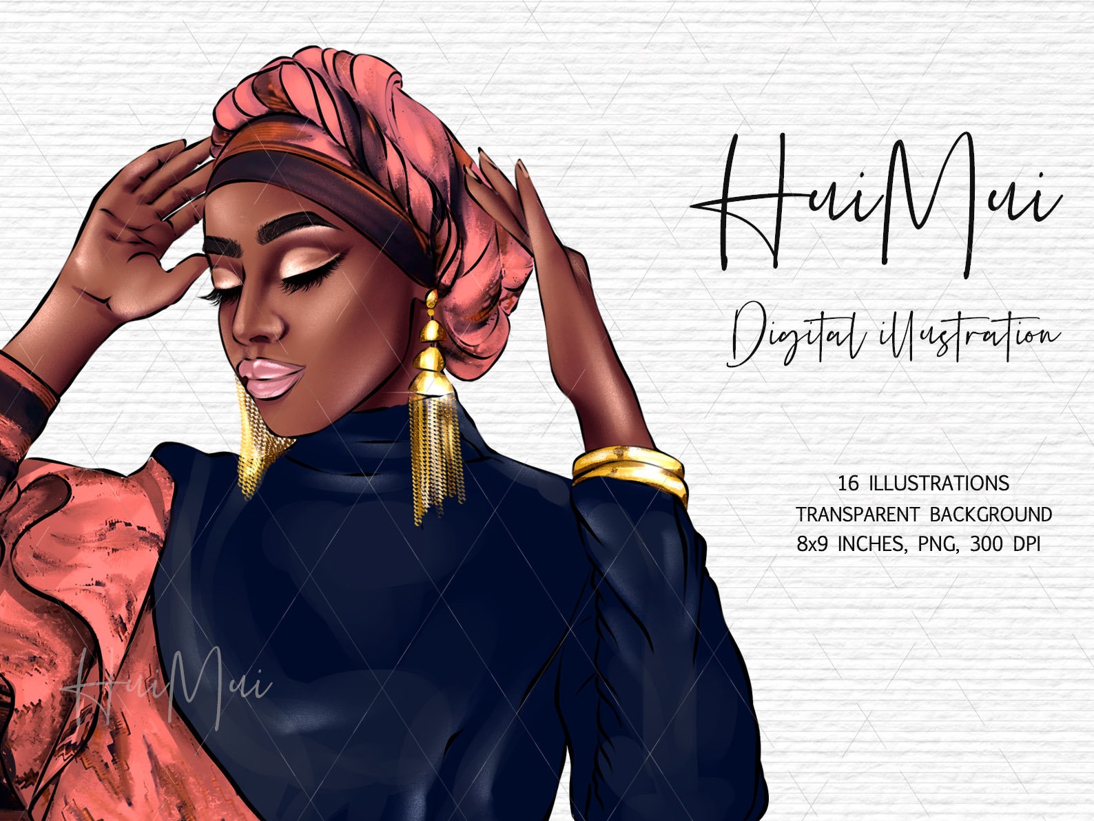 Fashion Girl Clipart African American Clipart PNG Files Afro | Etsy