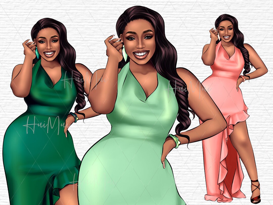 African Queen Clipart, Long Prom Evening Dress Clipart, Fashion Clipart ...