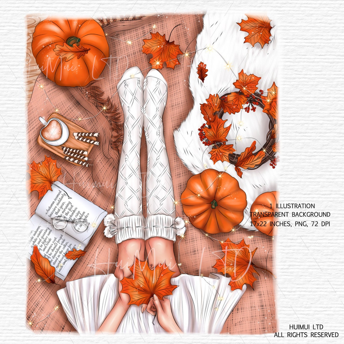 Fall Clipart Scene Autumn Clipart for Planner Stickers and - Etsy