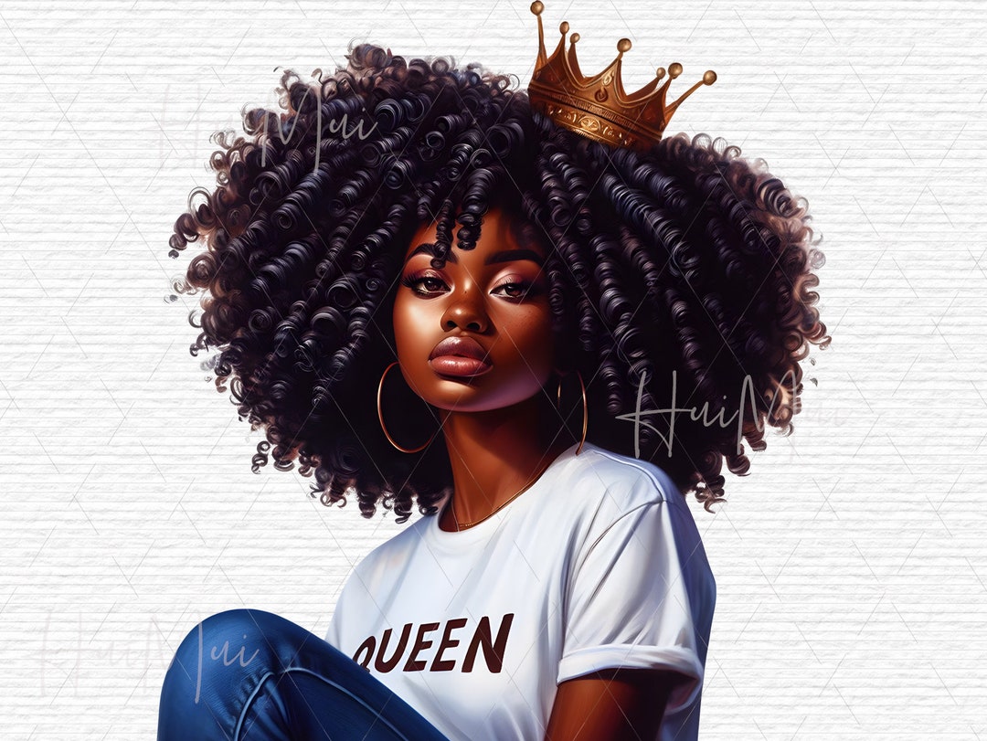 African American Queen Clipart Black Girl Crown Illustrations Melanin ...
