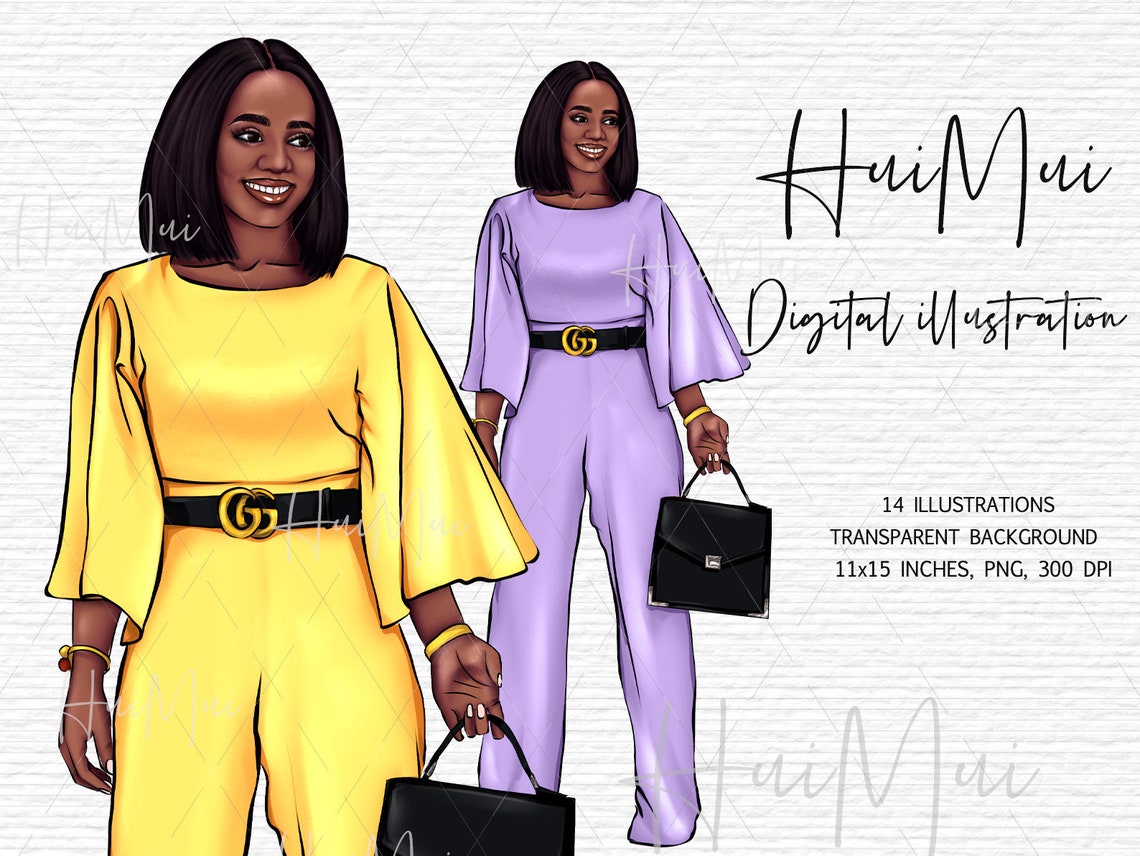 AFRICAN AMERICAN Clipart, Afro Girl, Summer Woman Clipart, Boss Lady ...