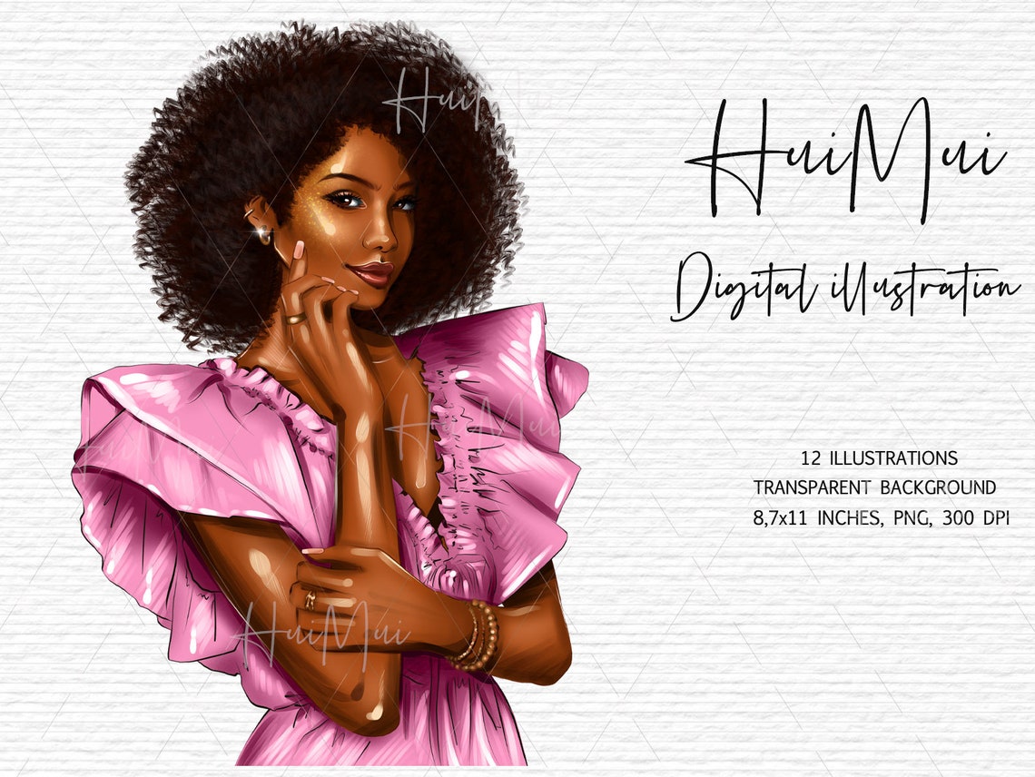 African American Clipart Fashion Girl Clipart Afro Girls - Etsy