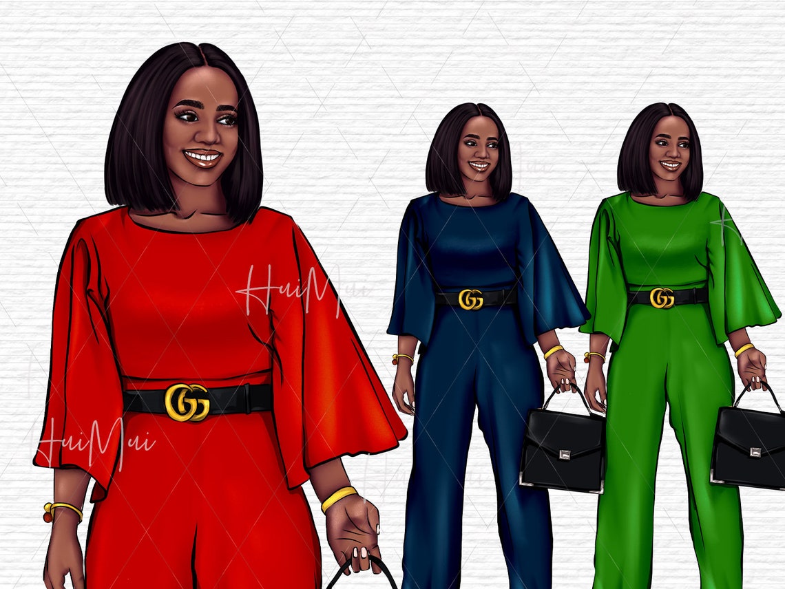 AFRICAN AMERICAN Clipart, Afro Girl, Summer Woman Clipart, Boss Lady ...