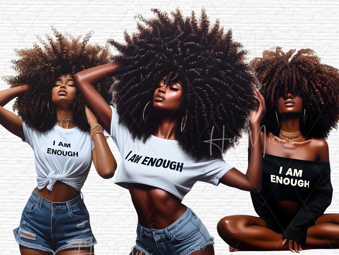 I Am Enough Black Girl Clipart Bundle Empowering Black Woman Clipart ...