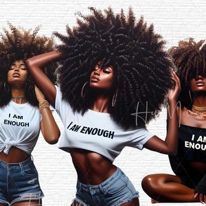 I Am Enough Black Girl Clipart Bundle Empowering Black Woman Clipart ...