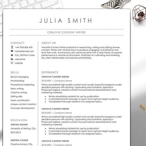 CV Template Resume Template With Photo Word and Pages - Etsy Canada