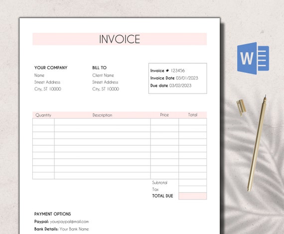 Invoice Format Word Arabic