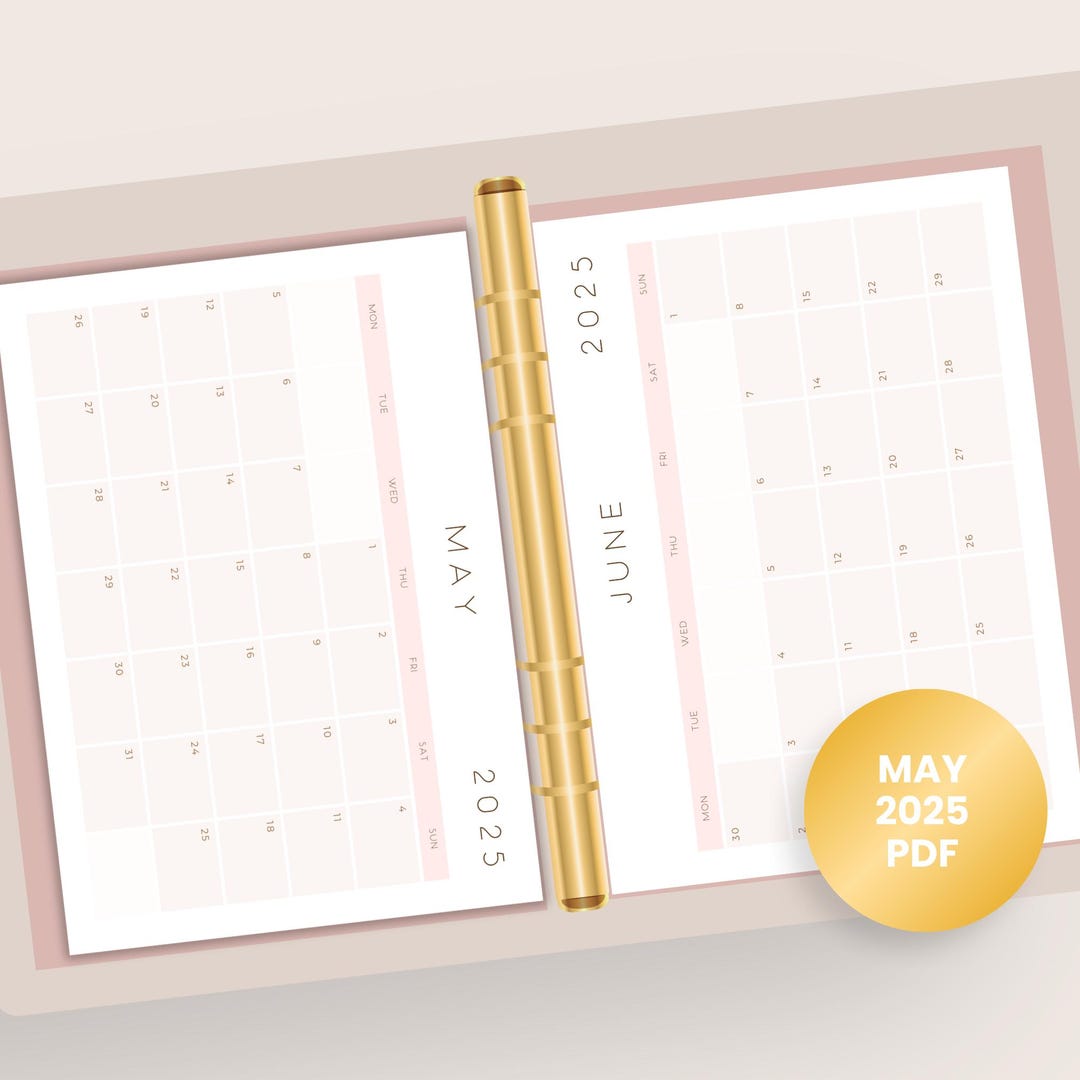 Chic Pink Beige May 2025 Calendar | Feminine Monthly Planner | Minimal ...