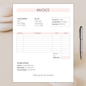 Invoice Template Word / Pink Billing Form / Editable / Instant | Etsy
