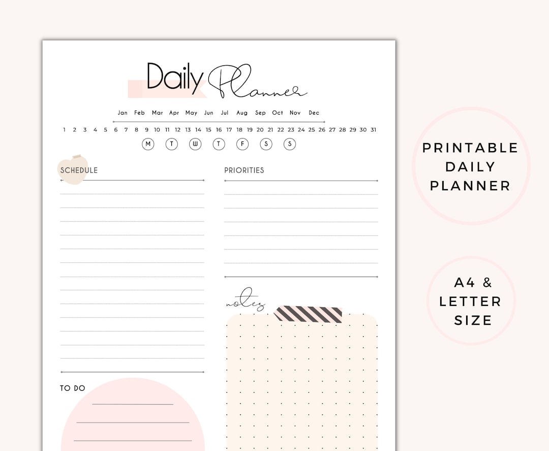 Daily Productivity Planner PDF / Printable Schedule / Instant Download ...