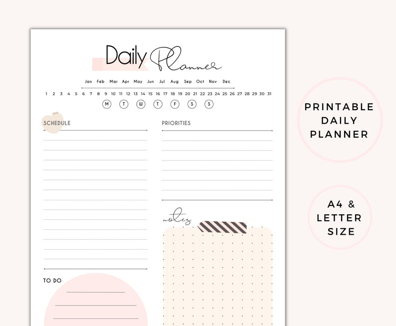 Daily Productivity Planner PDF / Printable Schedule / Instant Download ...