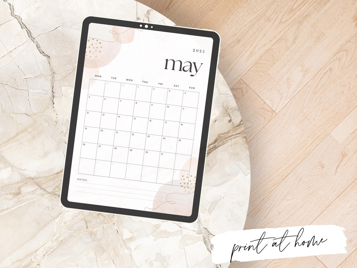 Aesthetic Boho May 2025 Calendar | One Page Printable | Earthy Neutral ...