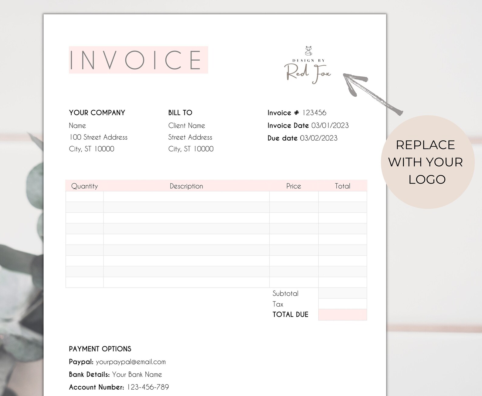 Invoice Template Word / Logo / Billing Form / Editable / | Etsy