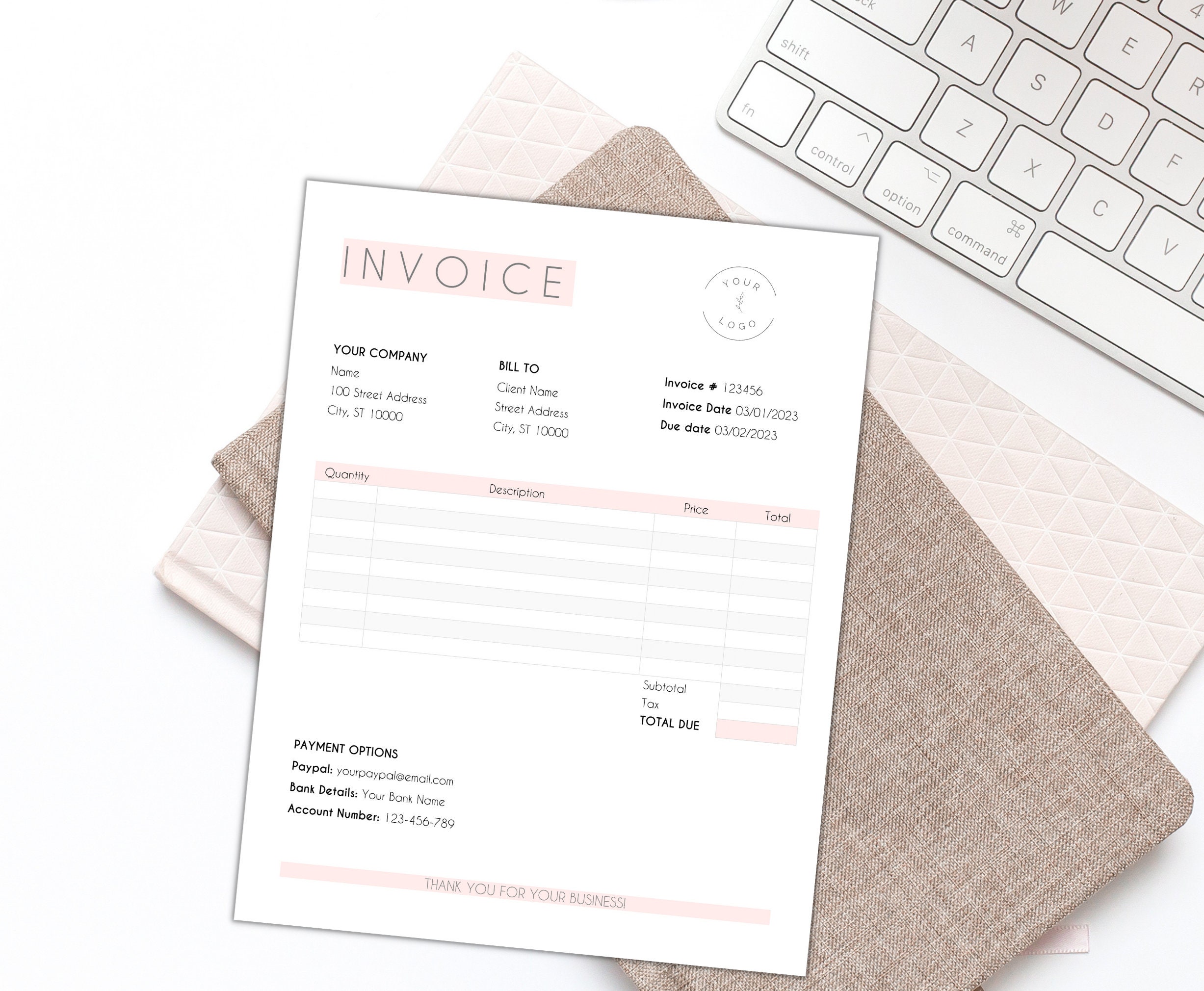 Invoice Template Word / Logo / Billing Form / Editable / Instant ...