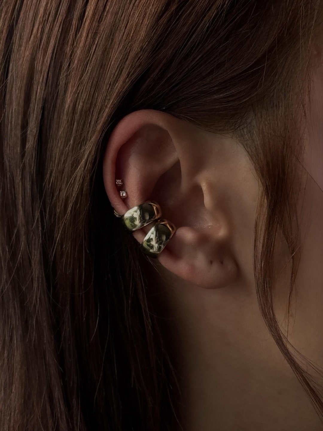 14K Gold Chunky Smooth Conch, Bold No Hole Needed Ear Cuff, Minimalist ...