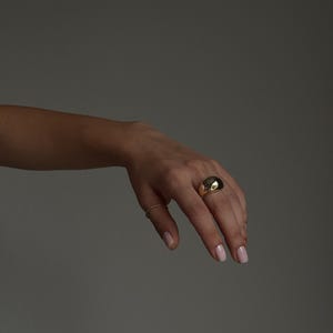 14K Solid Gold Dome Ring, Big Chunky Band Ring, Simple Bubble Ring, Plain Gold Band, Thick ...