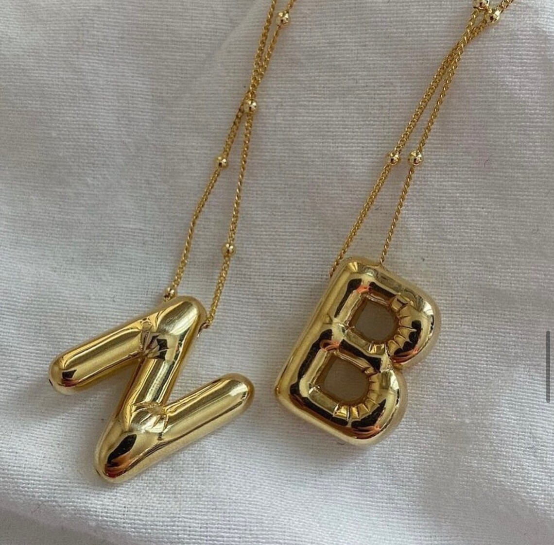 3D Balloon Initial Charm Necklace, Gold Puff Letter Pendant, Custom ...