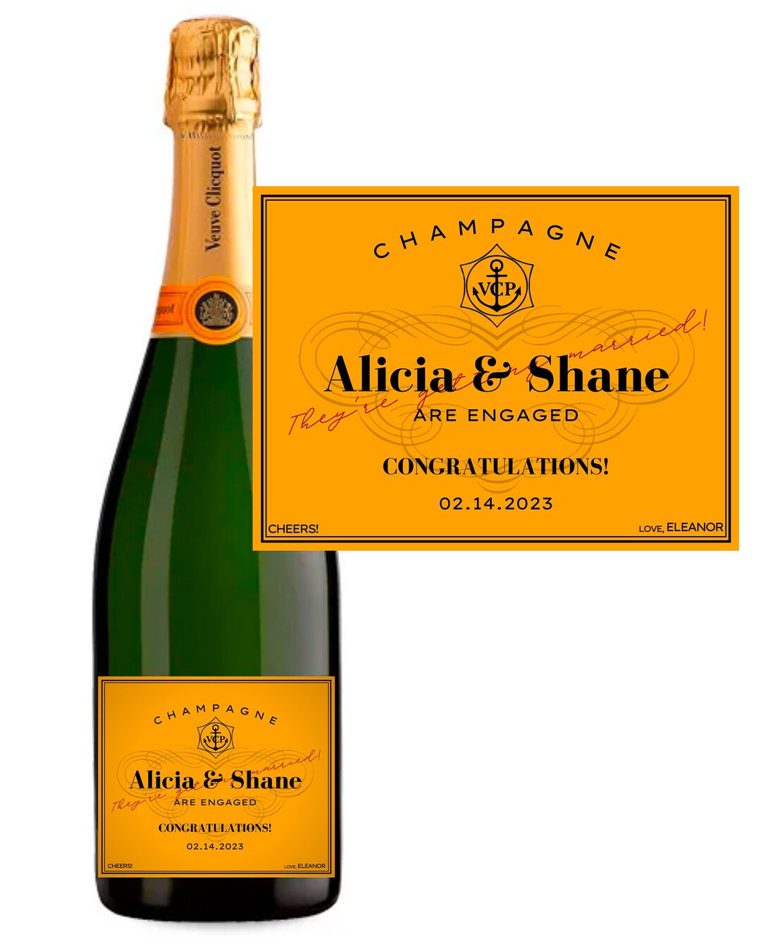 Custom Veuve Cliquot Champagne Bottle Label Engagement Gift - Etsy