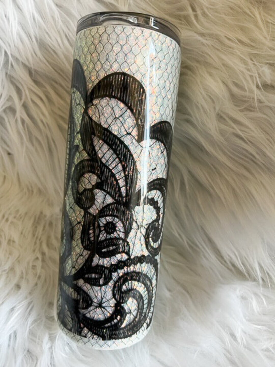 Black and White Lace Design Tumbler 20 Oz Skinny - Etsy