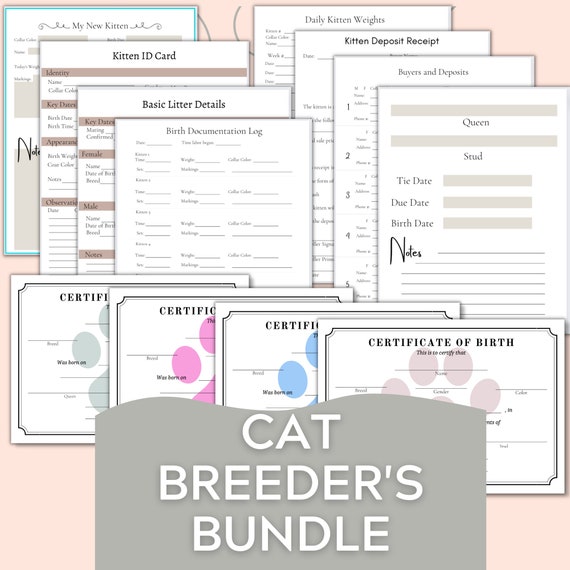 Cat Breeder's Bundle Digital Download Printable All | Etsy