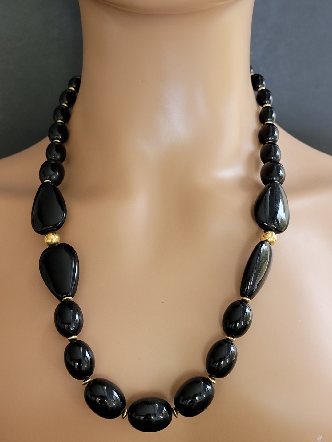 Napier Black and Gold Large Beaded Necklace,large Bead Necklace for ...
