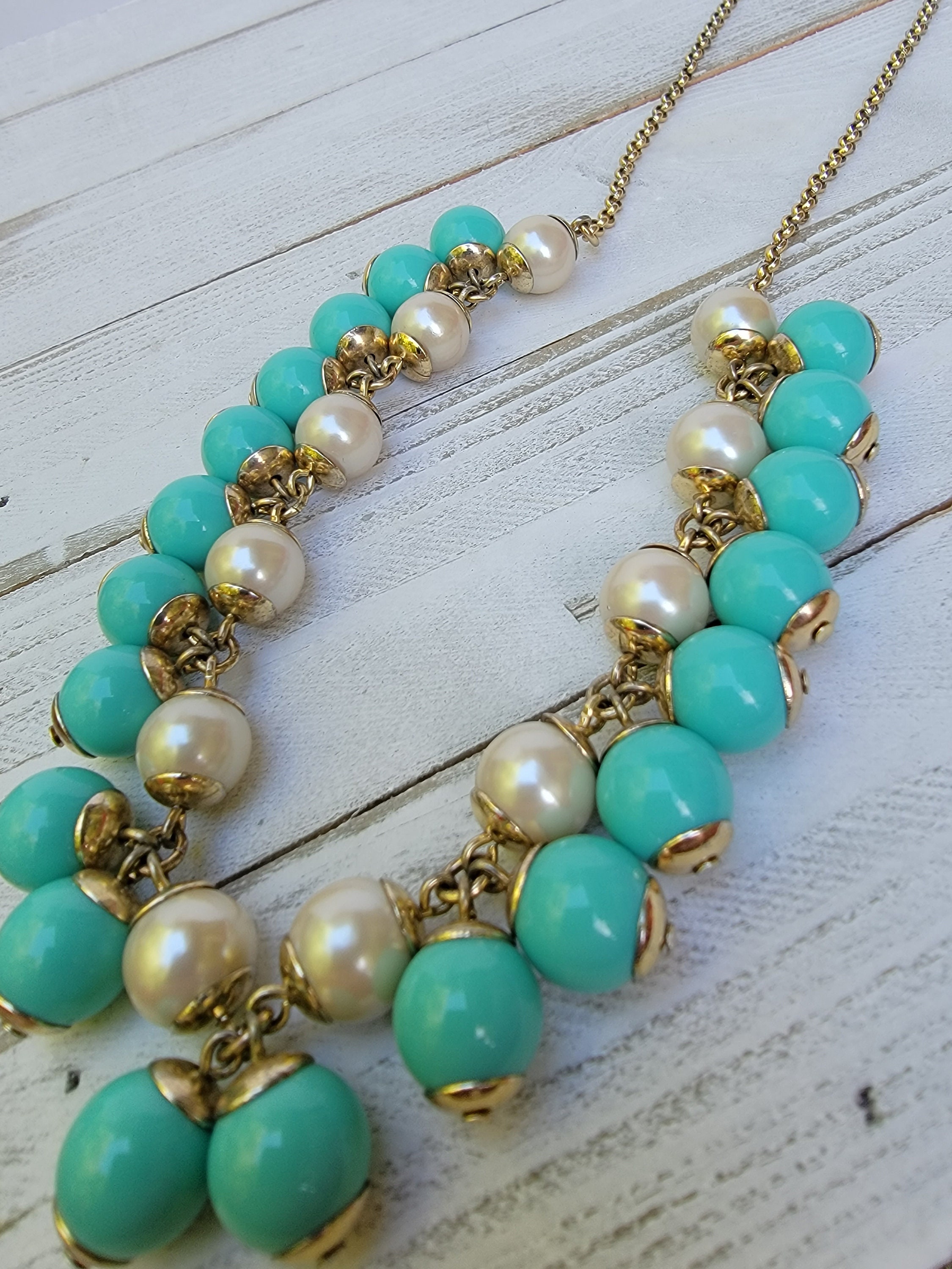 Sleeping Beauty Turquoise Pearl Drop Necklace,sleeping Beauty Turquoise ...