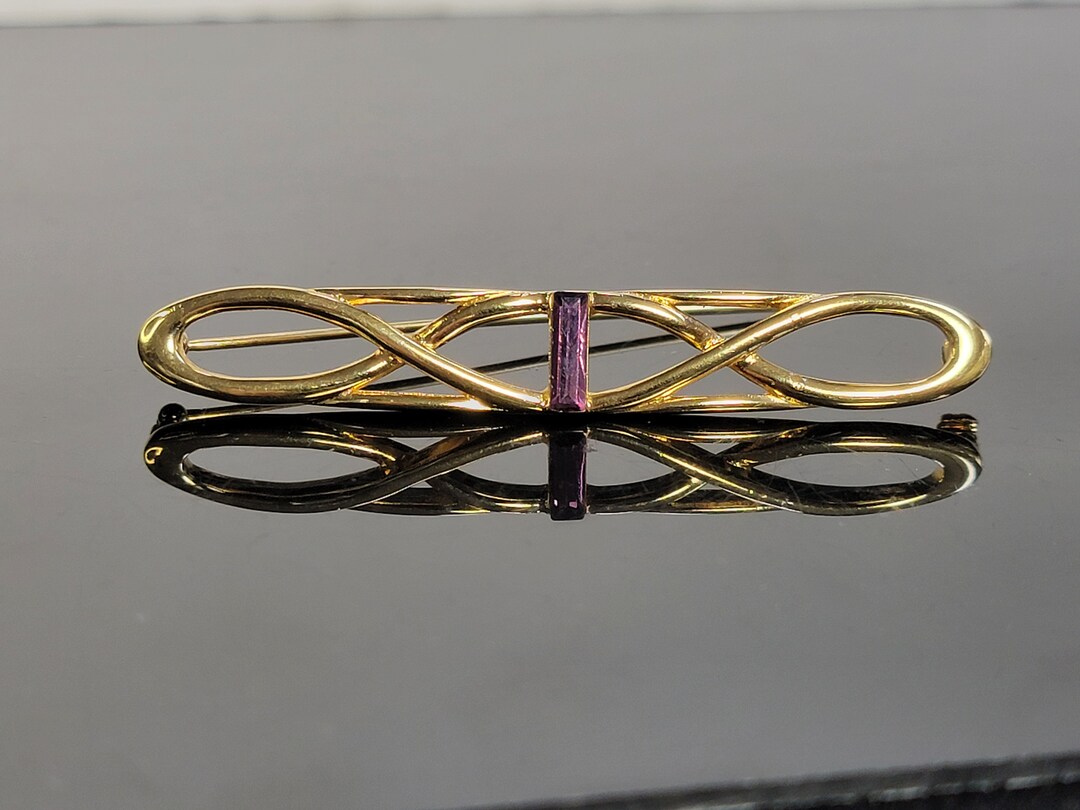 MONET Amethyst Modern Bar Brooch Pin, Triple Infinity Twist Brooch ...