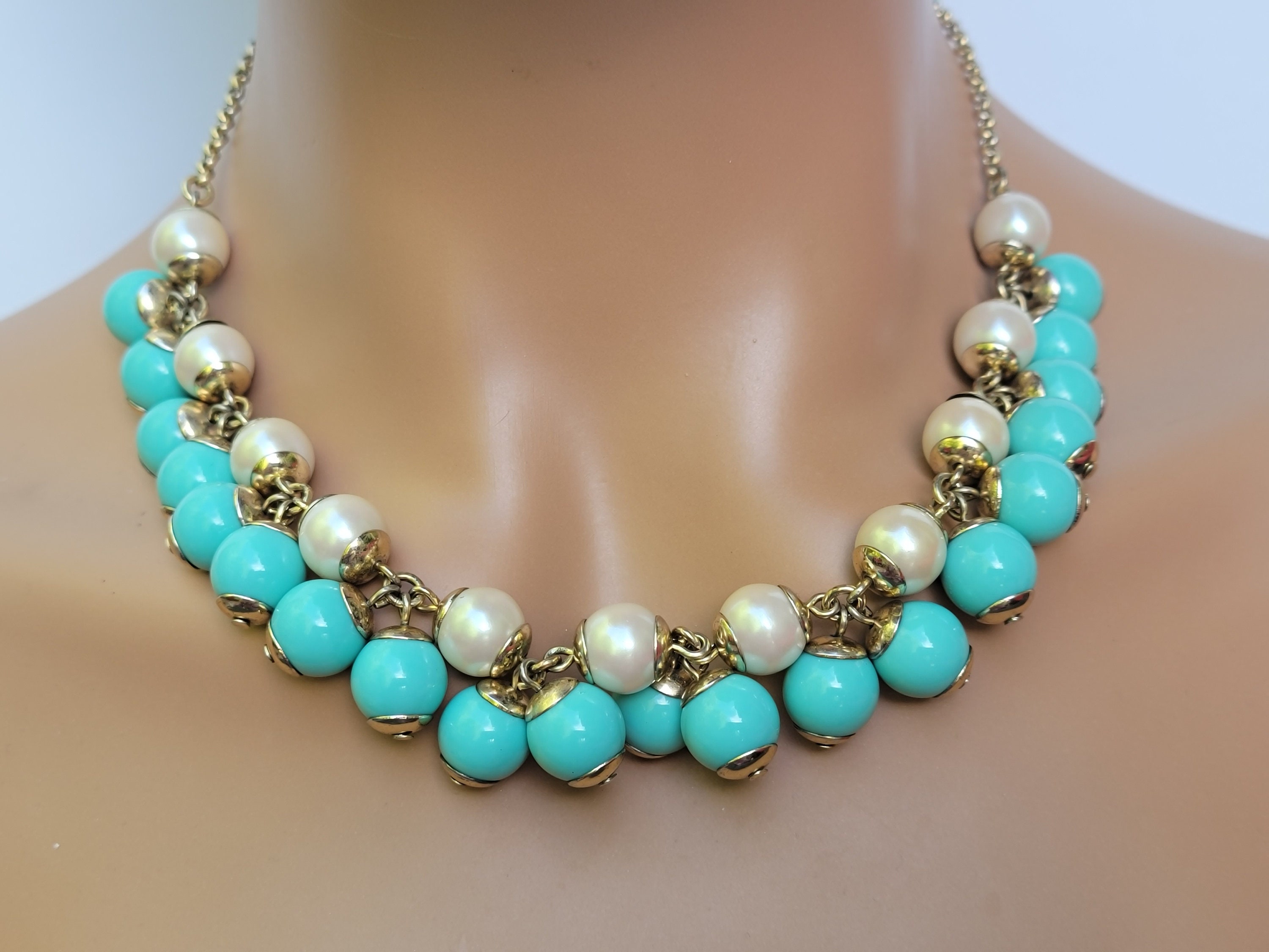 Sleeping Beauty Turquoise Pearl Drop Necklace,sleeping Beauty Turquoise ...