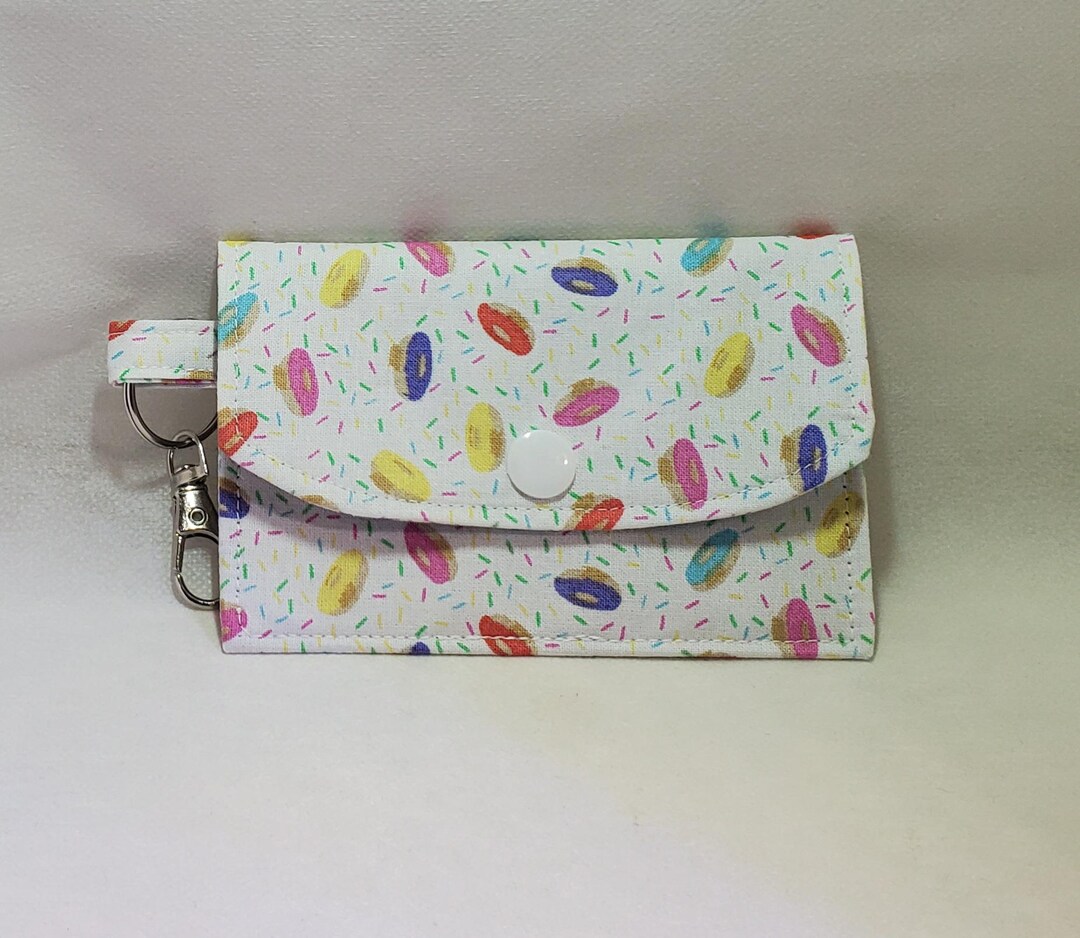 Donut Mini Wallet Keychain | Handmade Card Holder With Snap - Etsy