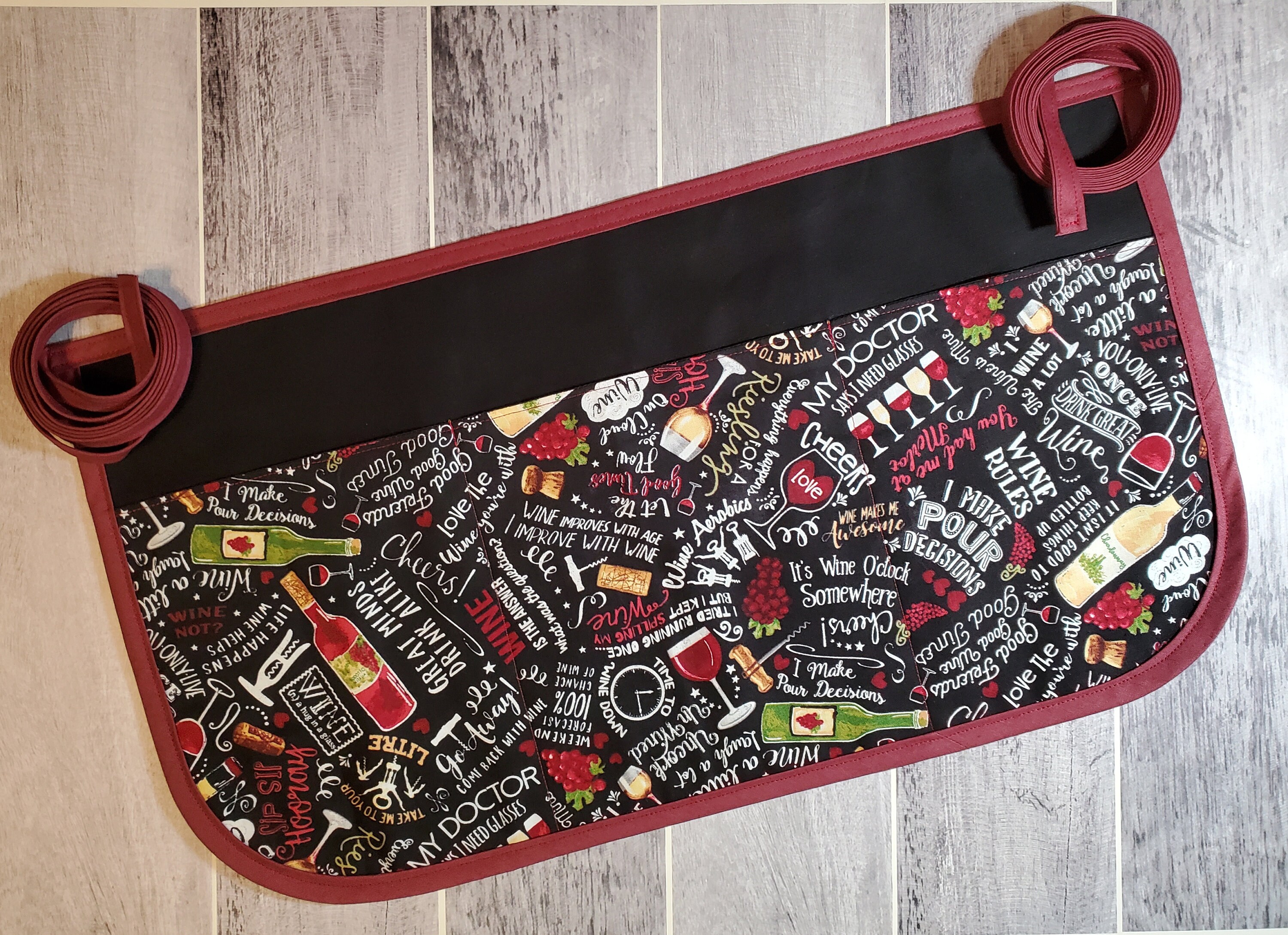 Reversible Wine Custom Apron, Apron With Pockets, Half Apron, Waitress ...