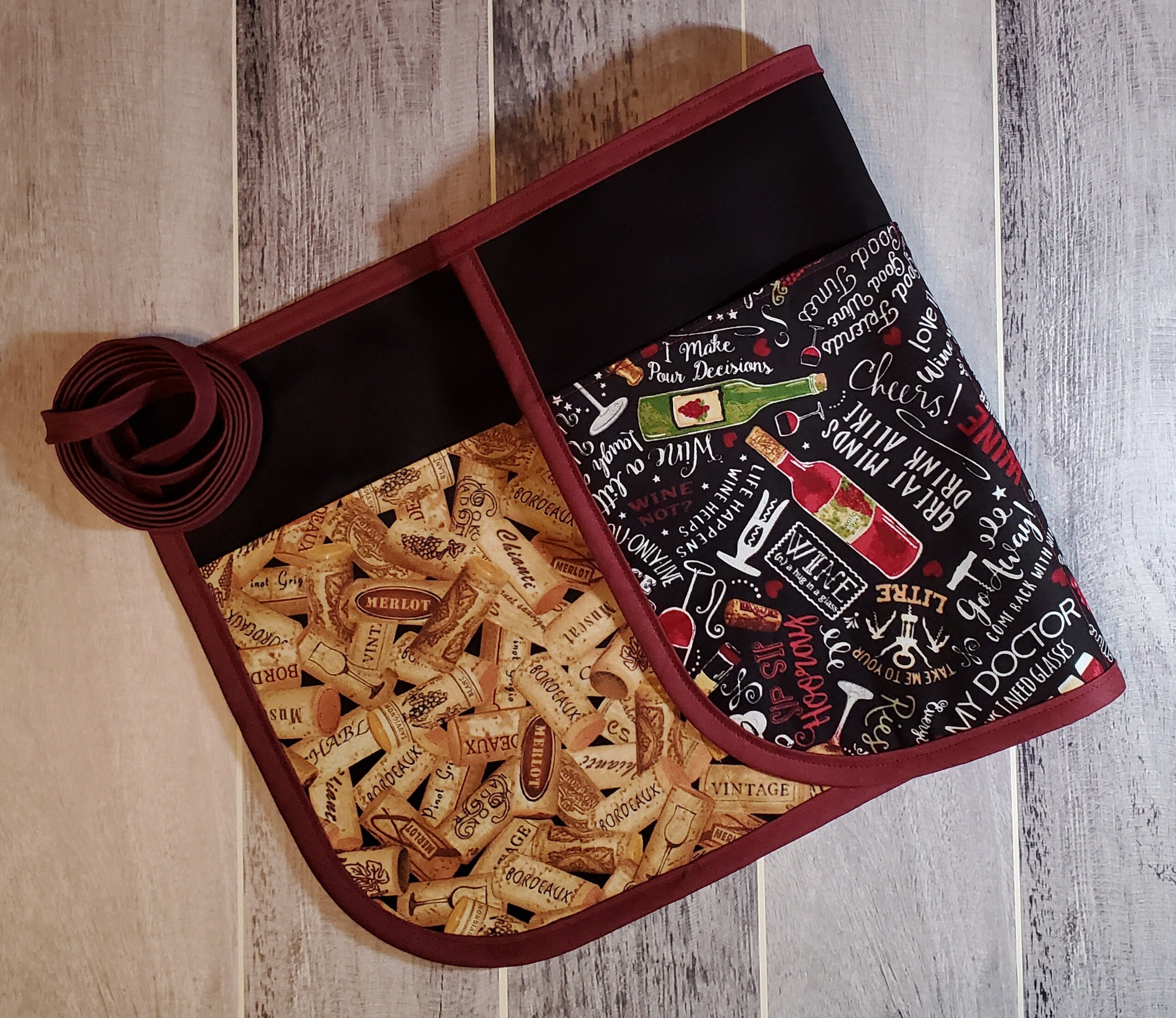 Reversible Wine Custom Apron, Apron With Pockets, Half Apron, Waitress ...