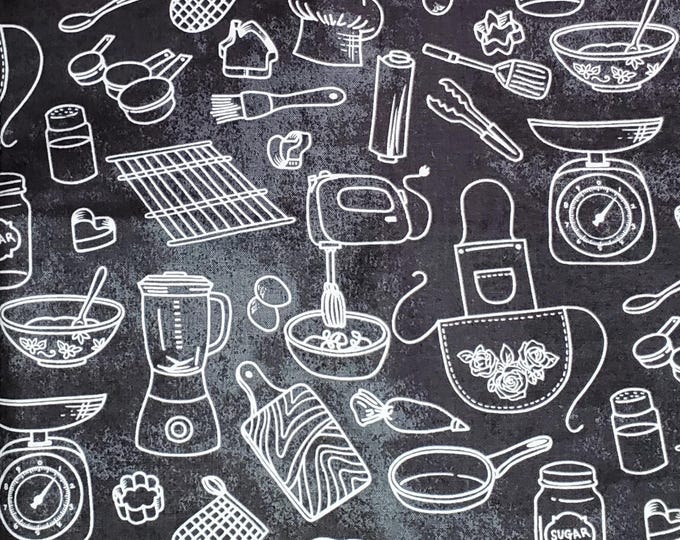 Chalkboard Kitchen Theme Cotton Fabric for Quilting and Sewing - Etsy