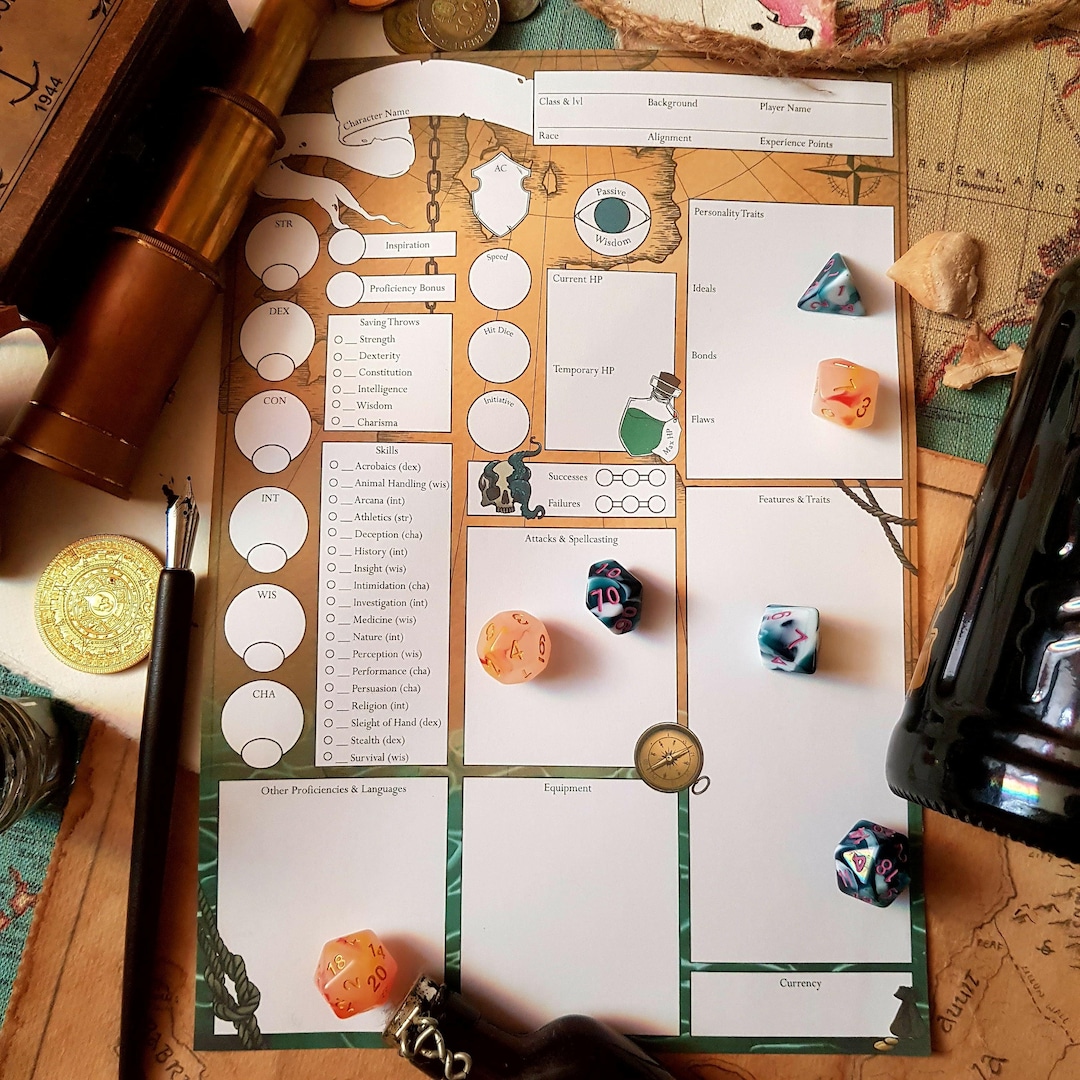 Ocean Themed Dungeons and Dragons 5E Character Sheet - Etsy