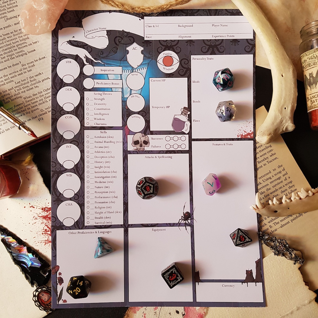Gothic Horror Themed Dungeons and Dragons 5E Character Sheet - Etsy