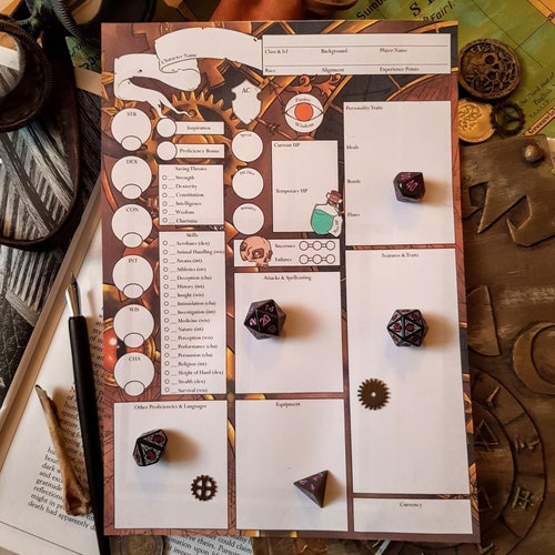 Steampunk Themed Dungeons and Dragons 5E Character Sheet - Etsy