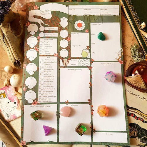 Flora & Fauna Druid Character Sheet Dungeons and Dragons - Etsy UK