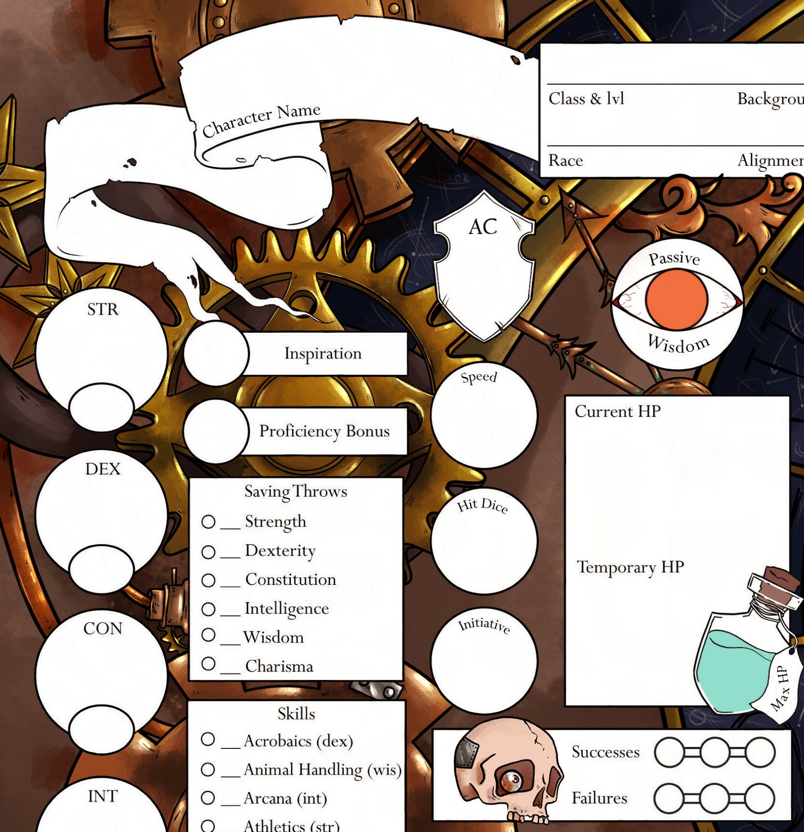 Steampunk Themed Dungeons and Dragons 5E Character Sheet - Etsy