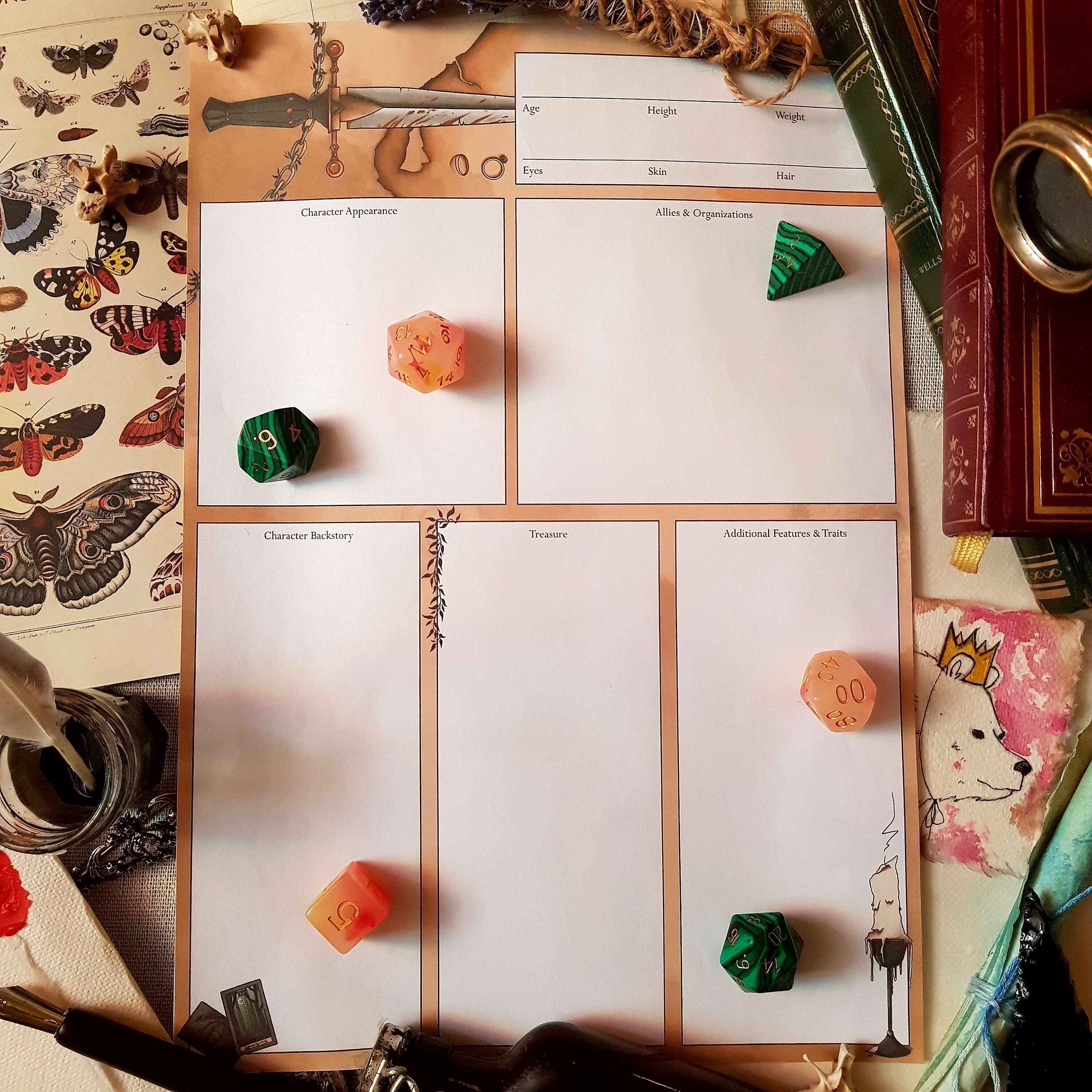 Old Library Themed Dungeons and Dragons 5E Character Sheet - Etsy