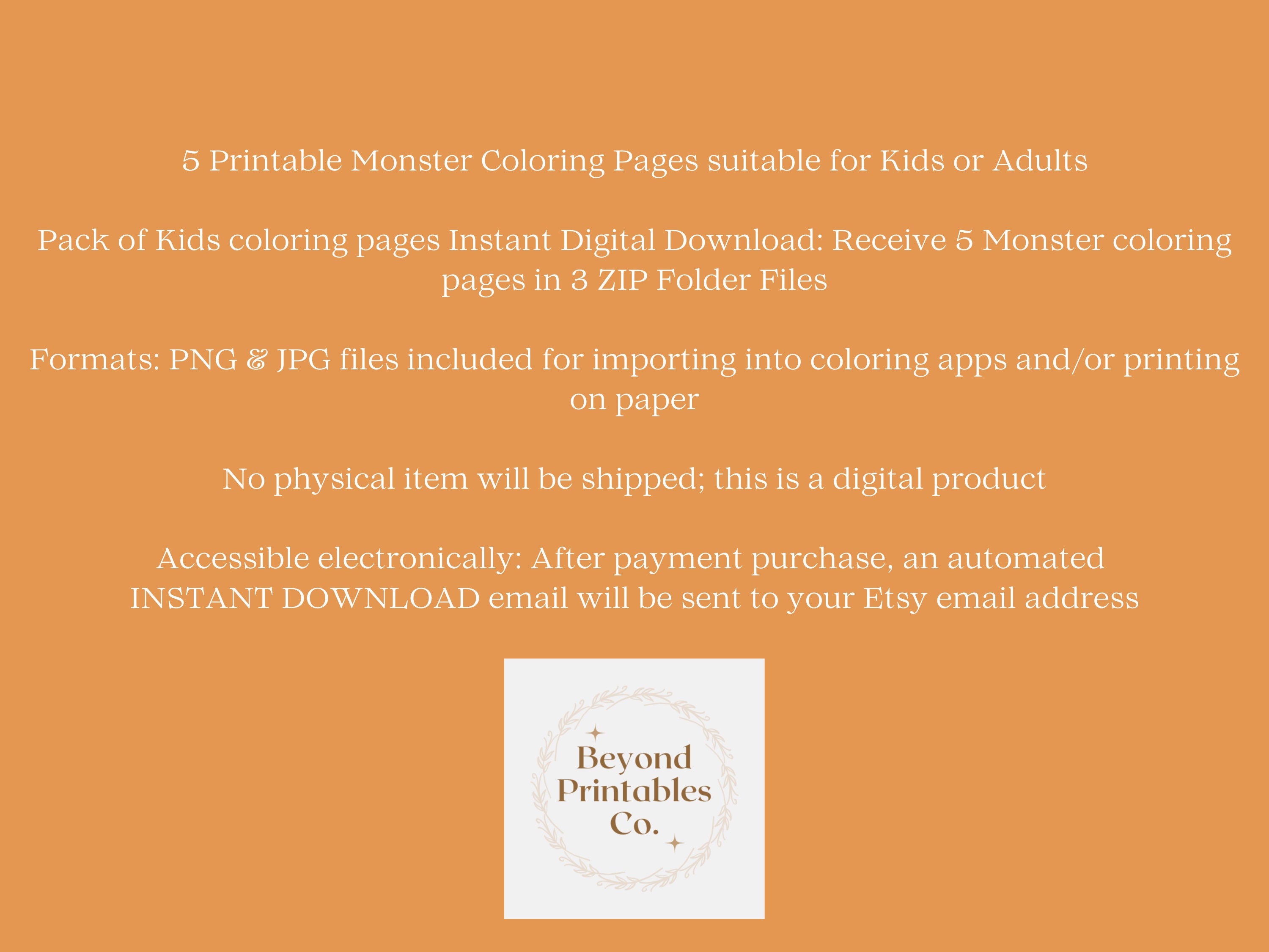 Monster Coloring Worksheets, 5 Pages, Activities for Toddlers ...