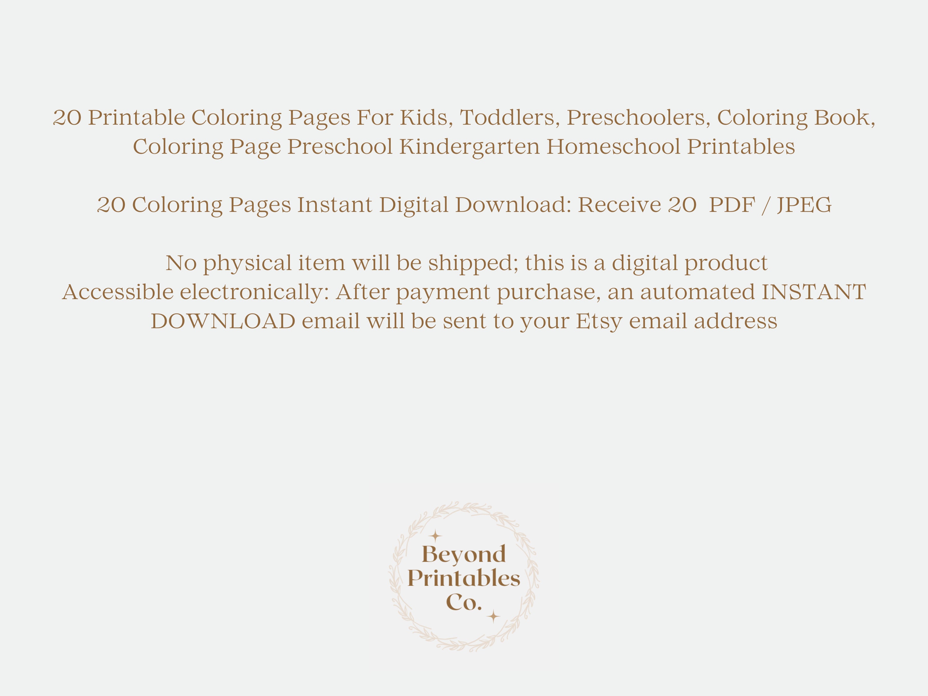 20 Printable Coloring Pages for Kids, Toddlers, Preschoolers, Coloring ...