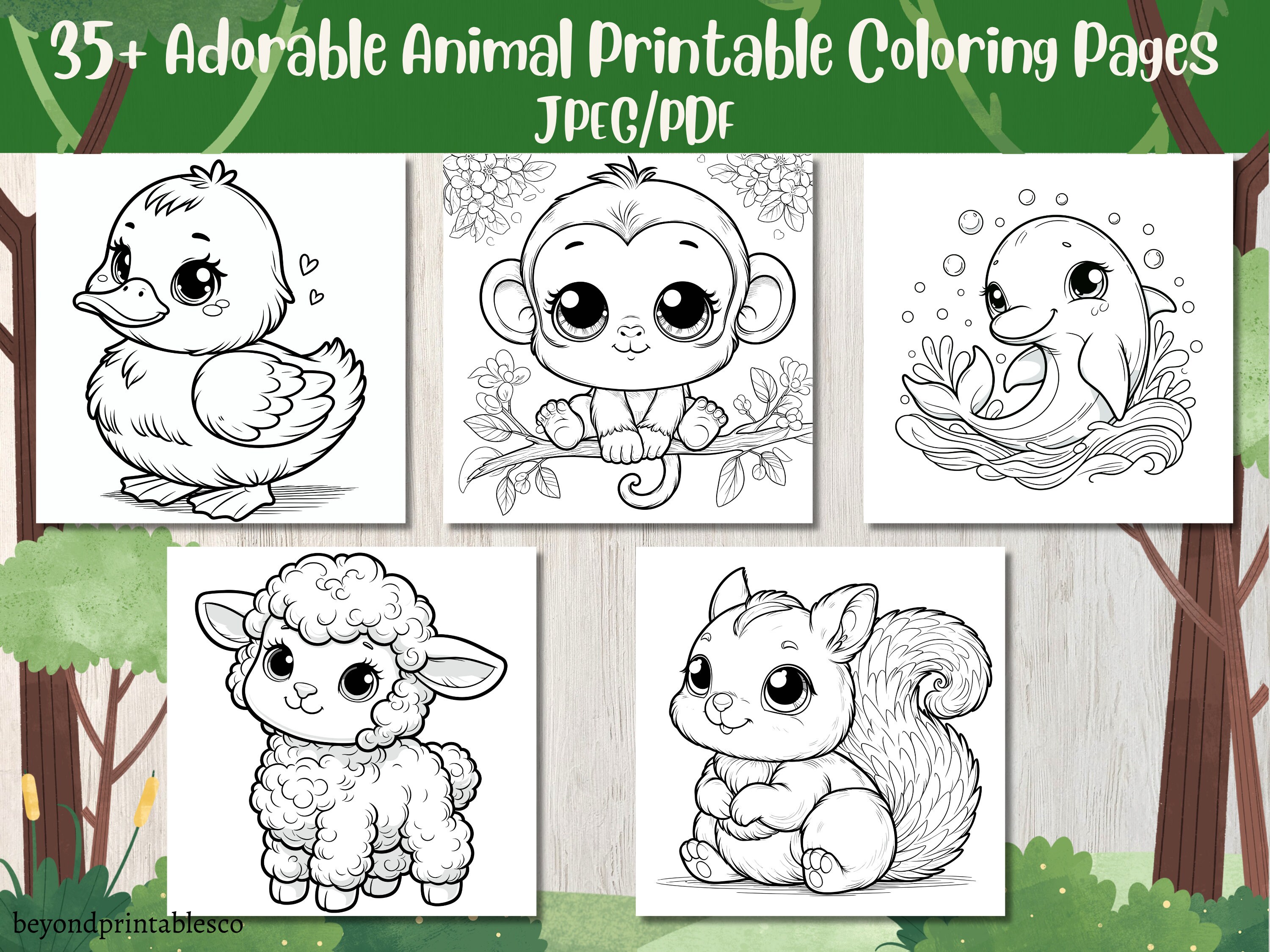 35+ Adorable Animal Printable Coloring Pages for Kids, Toddlers ...