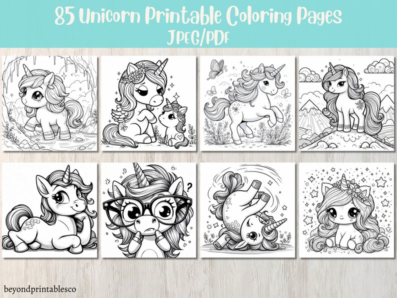 85 Unicorn Printable Coloring Pages for Kids, Toddlers, Coloring Book ...