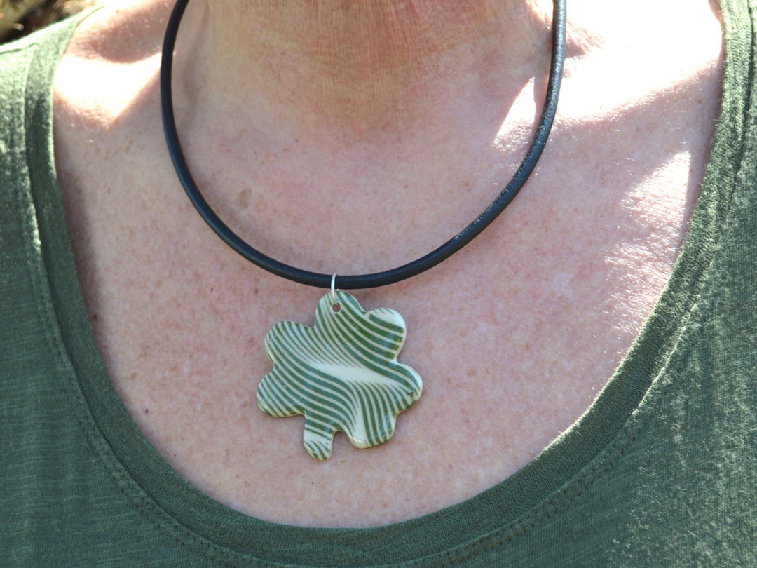 Shamrock Pendent, Shamrock Pottery Pendent, Casual Pendant, Geometric ...