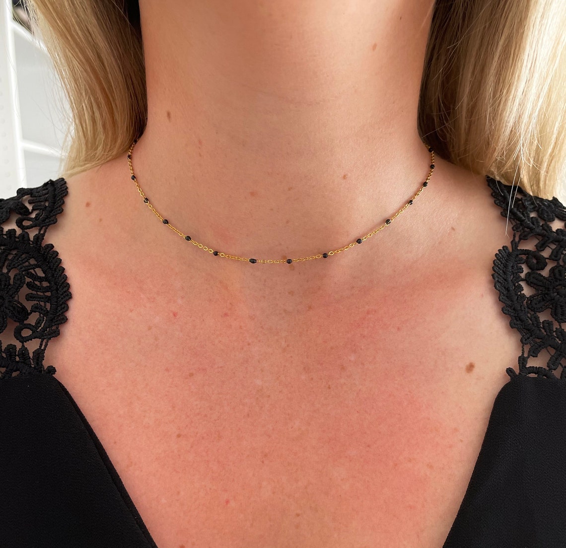 Collier ras de cou petites perles résine style gigi clozeau | Etsy