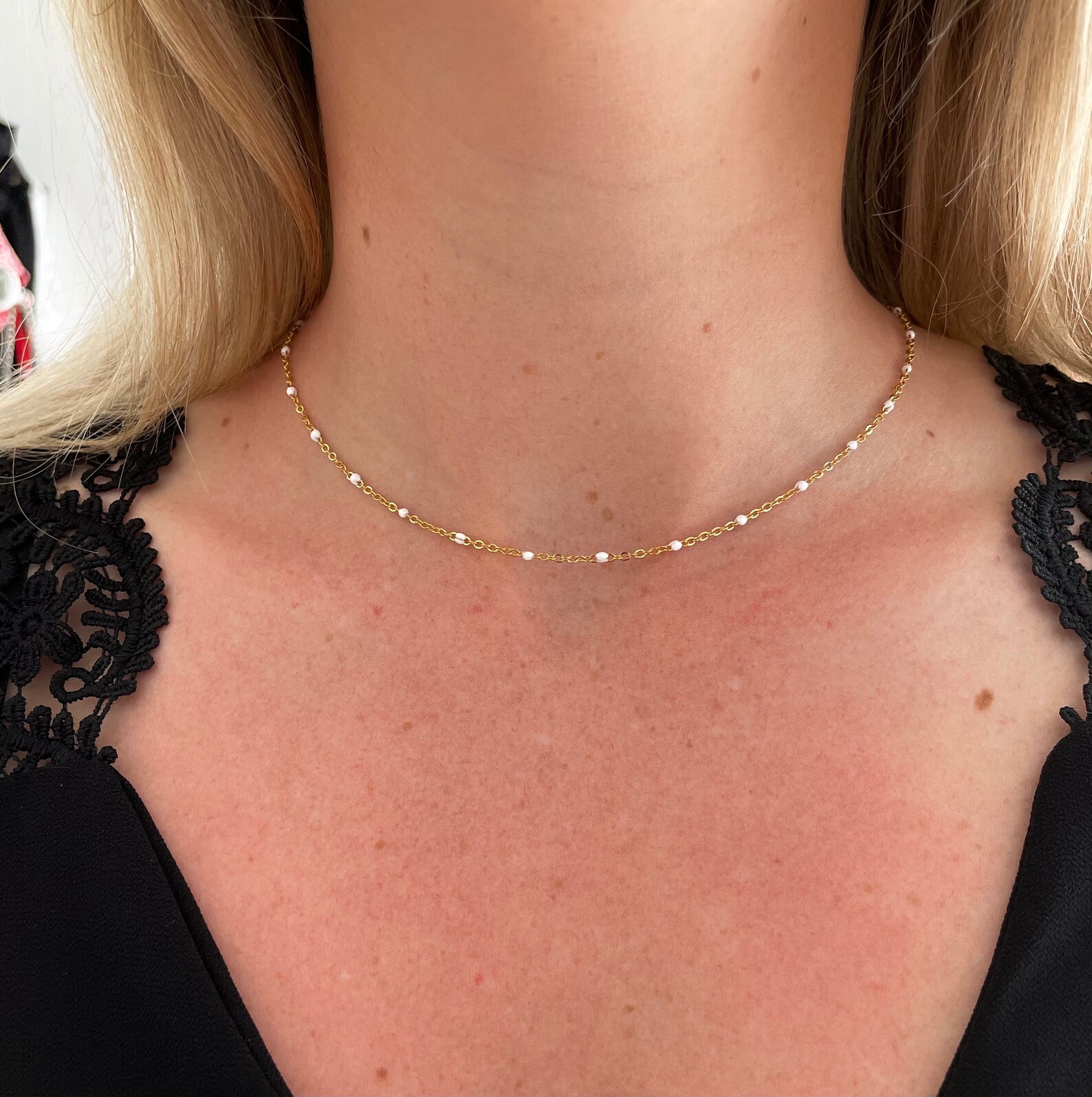 Collier ras de cou petites perles résine style gigi clozeau | Etsy