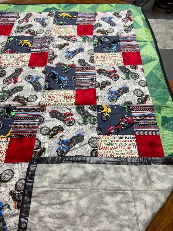 Motorcycle road trip handmade quilt | Etsy