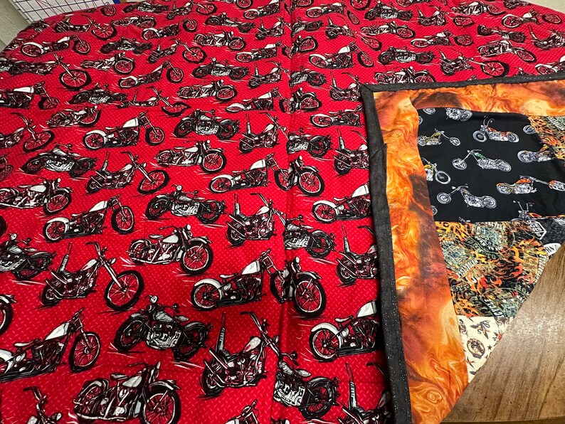 Motorcycle Handmade Throw Quilt - Etsy